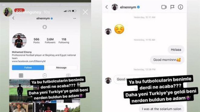 Beren Güney, Elneny'in kendisine attığı mesajları yayınladı - Ajansspor.com